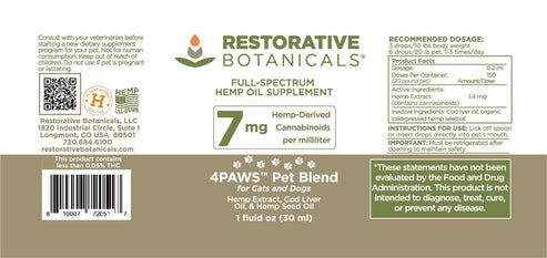 4Paws™ Hemp Oil Extract Blend for Pets – Restorative Botanicals