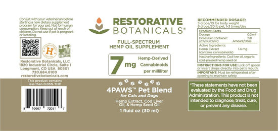 4Paws™ Hemp Oil Extract Blend for Pets – Restorative Botanicals